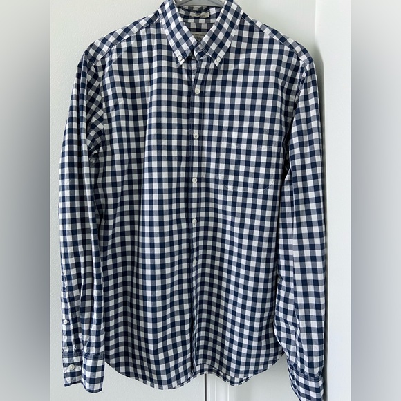 J. Crew | Shirts | J Crew Classic Cotton Navy Gingham Button Down Shirt | Poshmark